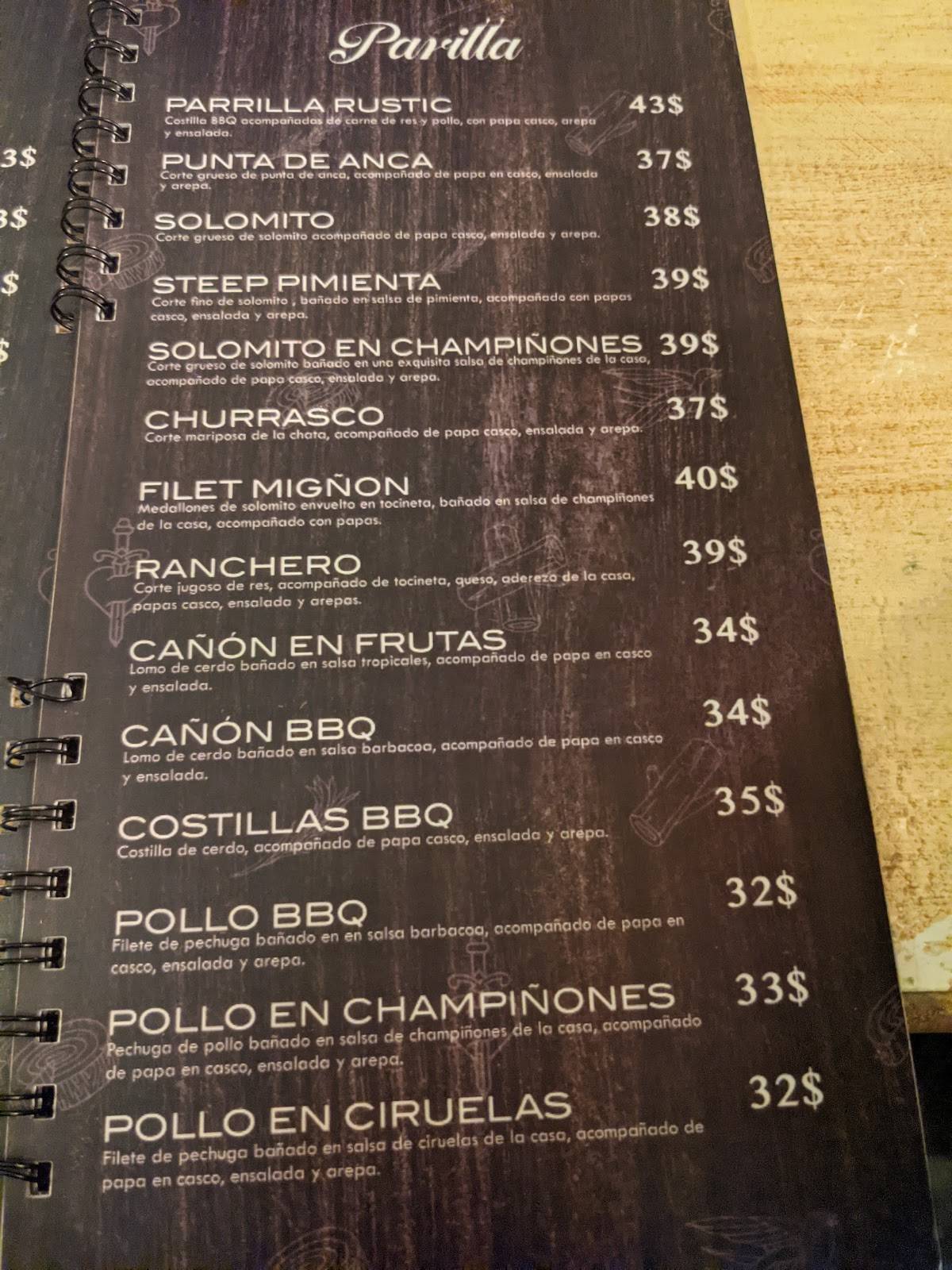 Carta de Rustic Restaurante Lounge, Medellín, Av. 39d #74 - 45