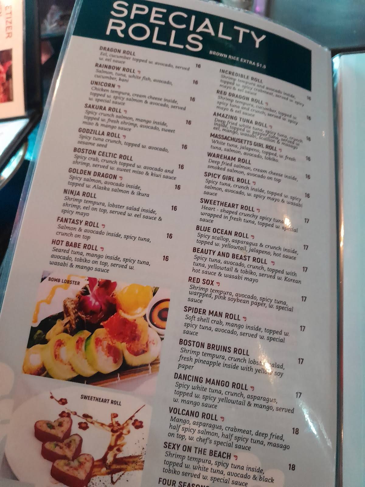 Menu at Saga Fusion restaurant, Wareham