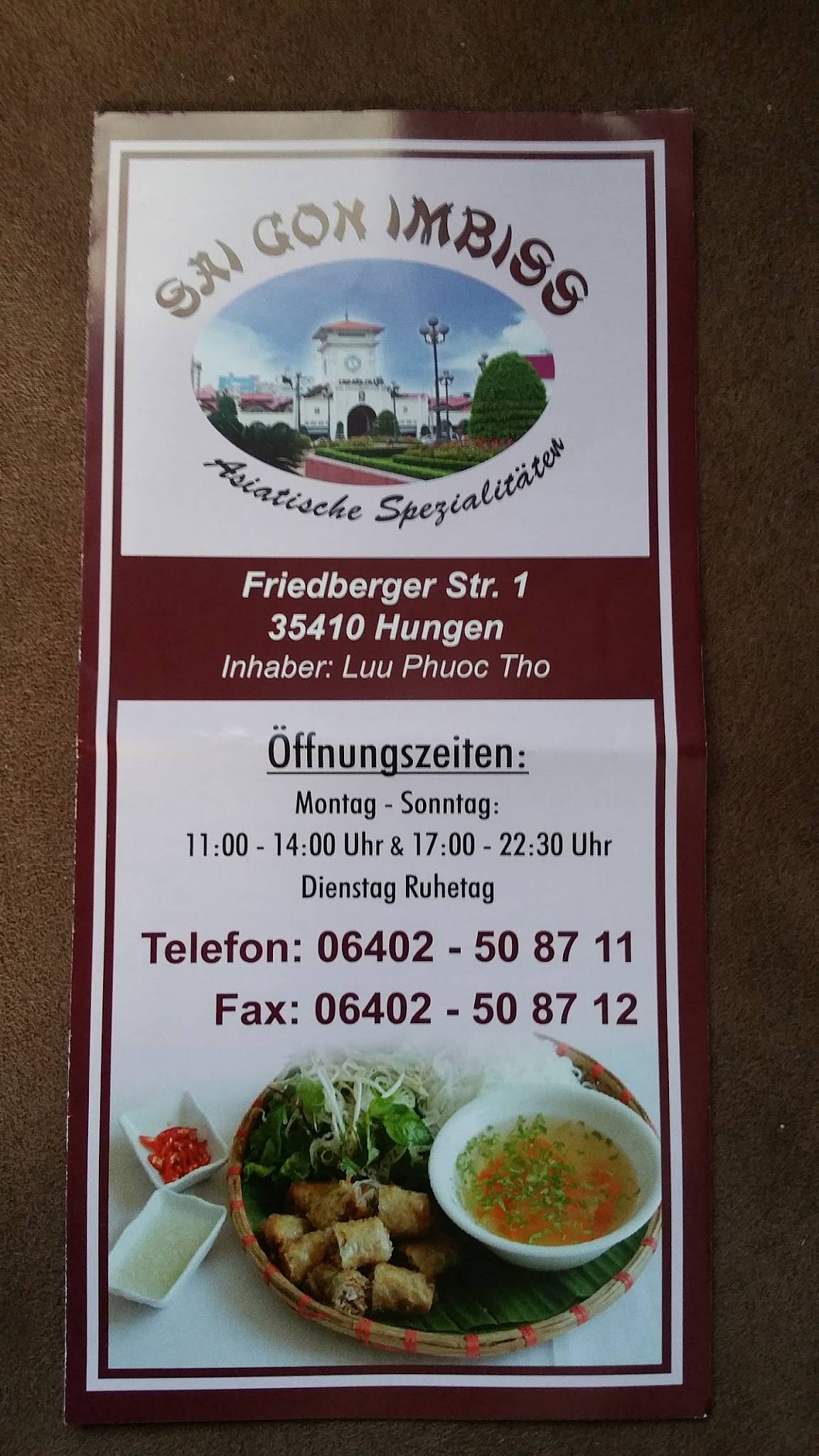 Speisekarte von Sai Gon Imbiss restaurant, Hungen, Friedberger Str. 1
