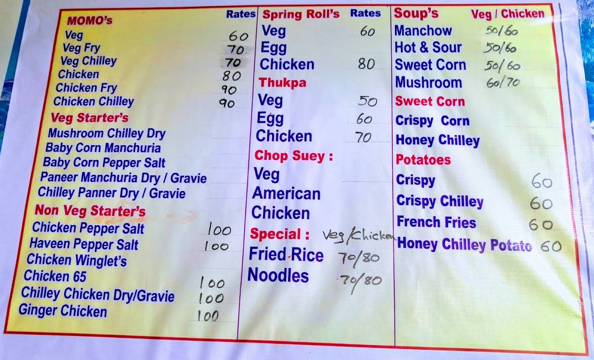Menu at Sai Suman Kalidas Fast Food Centre, Hyderabad