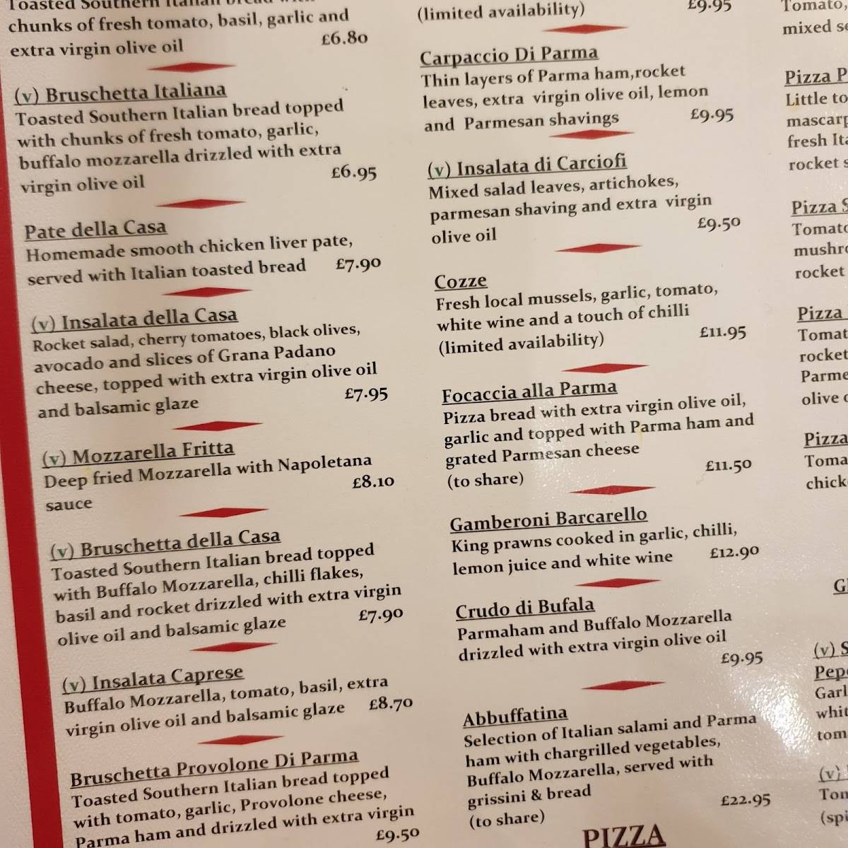 Menu at Little Italy restaurant, Saint Andrews