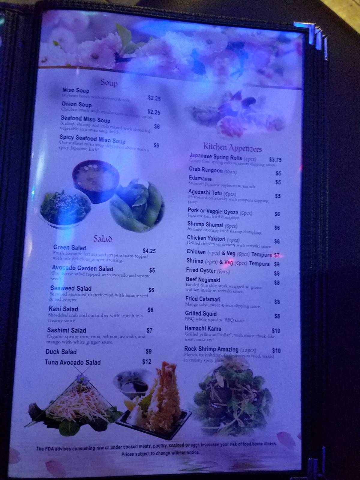 Menu at Sakura Japanese House restaurant, Las Cruces