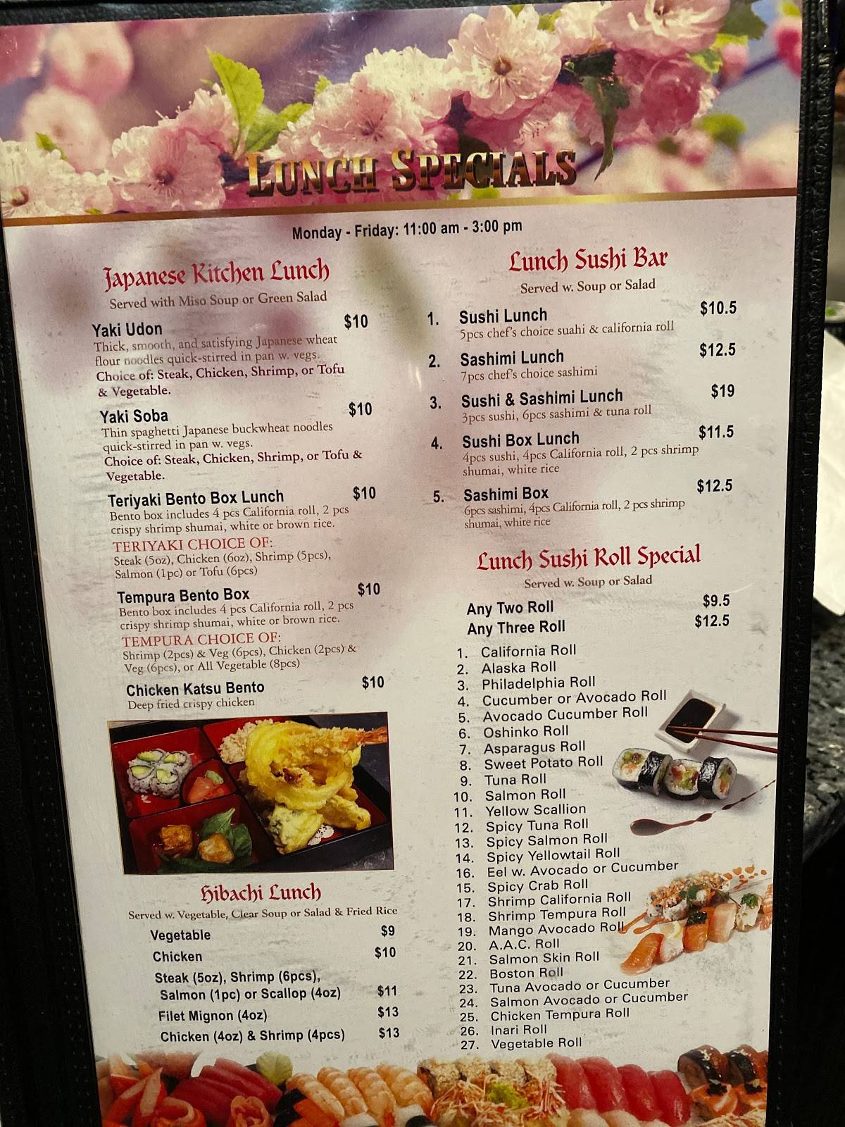 Menu at Sakura Japanese House restaurant, Las Cruces
