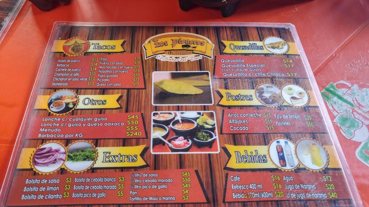 Carta del restaurante Tacos Los Pioneros, Saltillo, Blvd. Moctezuma 2065