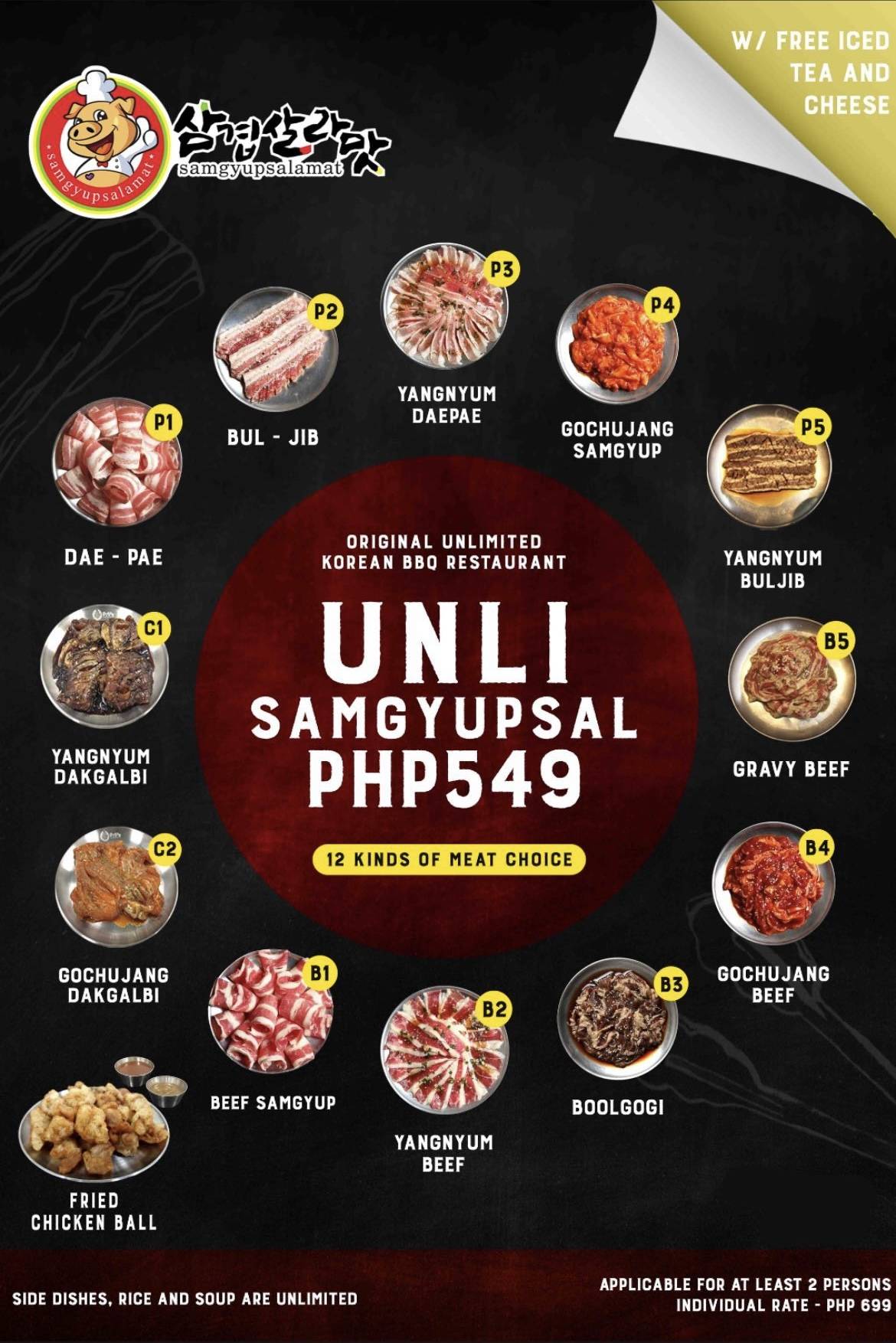 Carta del restaurante Samgyupsalamat Davao Quirino, Dávao
