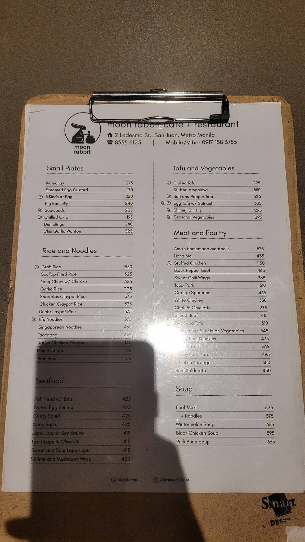 Menu at Moon Rabbit Cafe & Restaurant, San Juan