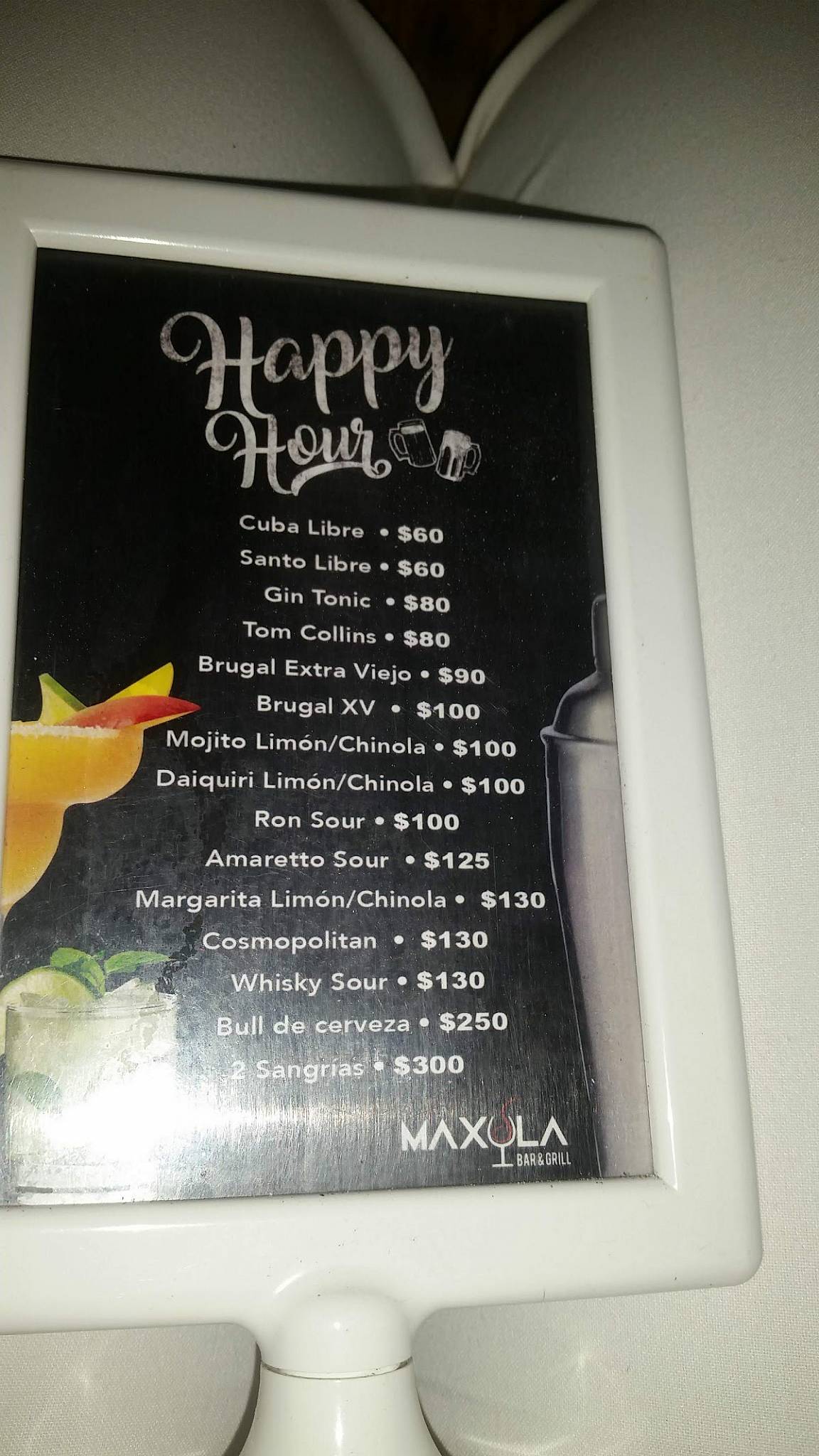Carta de Maxula bar + grill, Santo Domingo