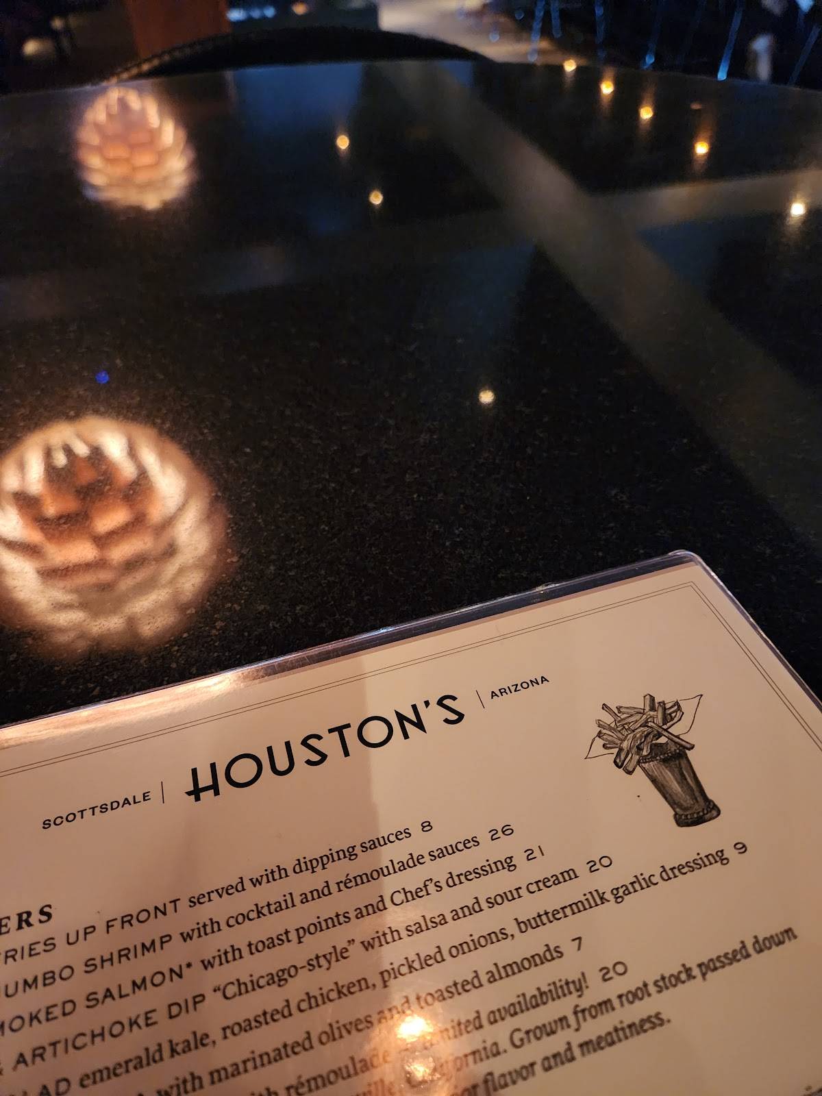 Menu at Houston's steakhouse, Scottsdale