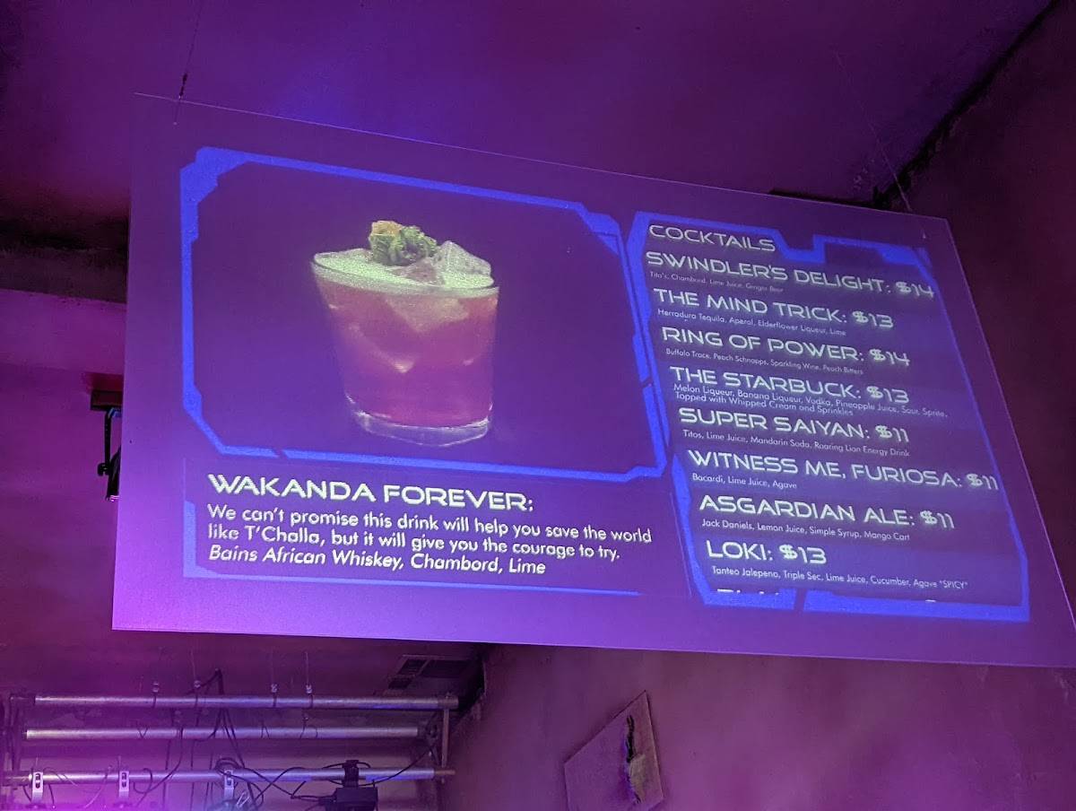 Menu at Scum and Villainy Cantina pub & bar, Los Angeles