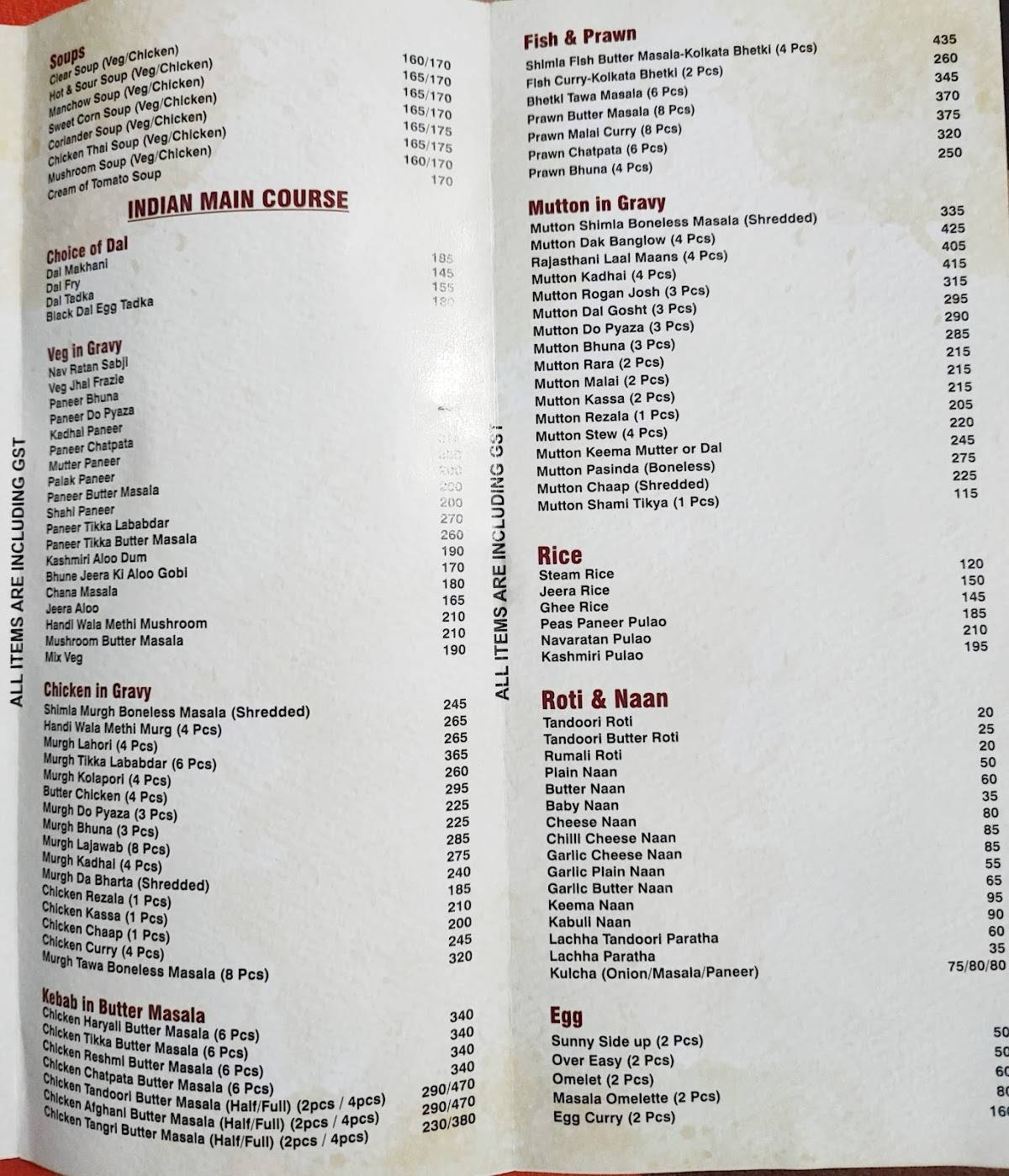 Menu at Shimla Biryani Chinar Park, Kolkata
