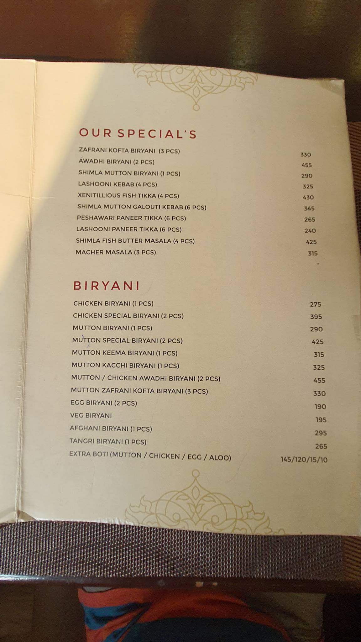 Menu at Shimla Biryani Chinar Park, Kolkata