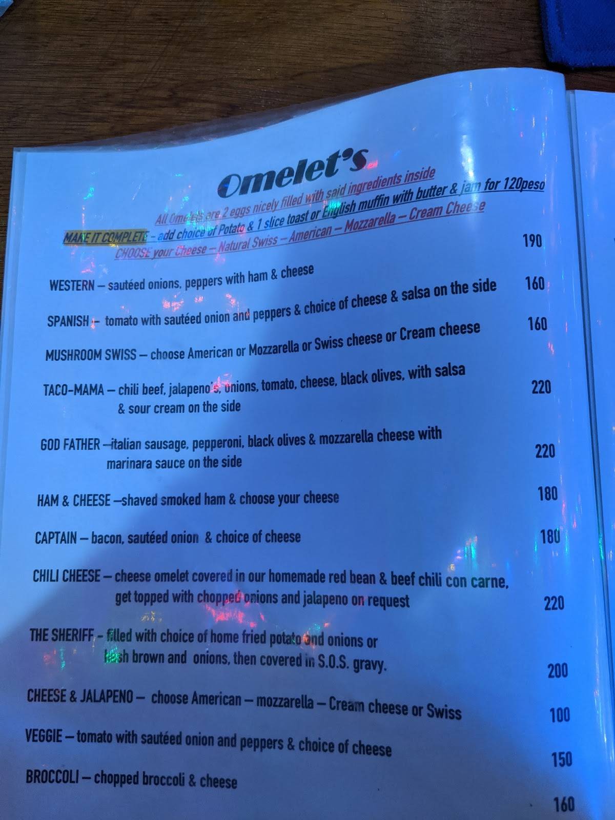 Menu at Sit-n-Bull pub & bar, Olongapo, 58 RH 5 National Hwy
