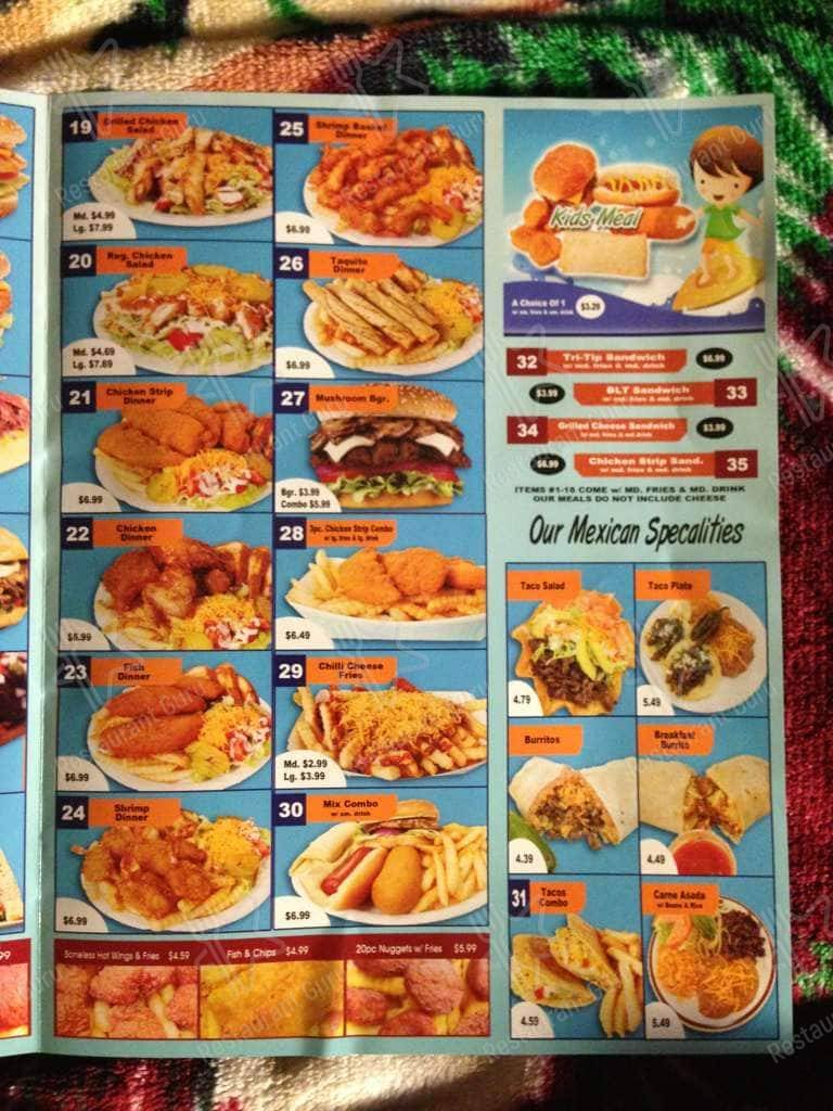 Menu at Sno-White Drive In restaurant, Tulare