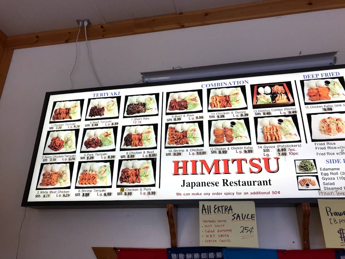 Menu at Himitsu Teriyaki restaurant, Snoqualmie
