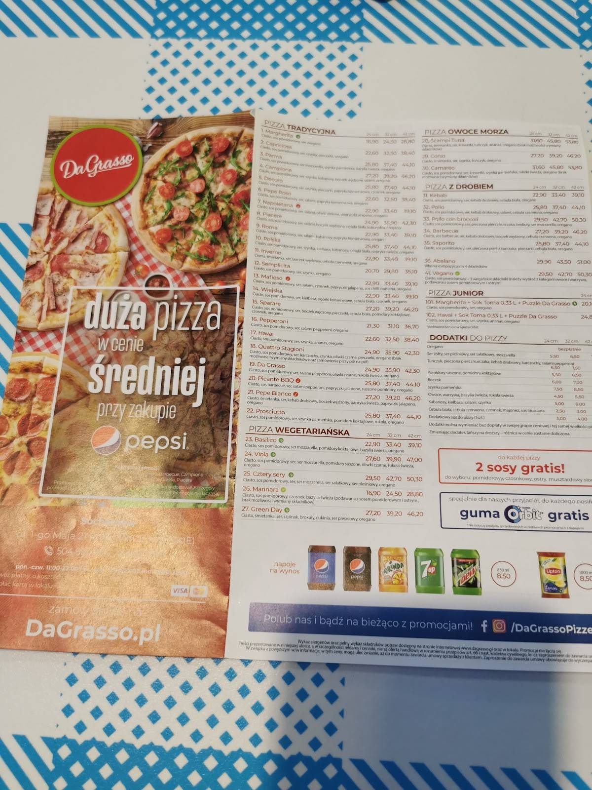 Menu at Da Grasso Pizzeria, Sochaczew, KRAMNICE MIEJSKIE