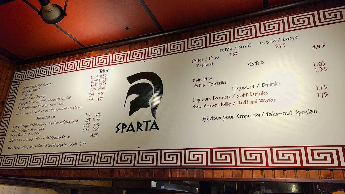 Carta del restaurante SPARTA Chicken, Montréal, Guy St