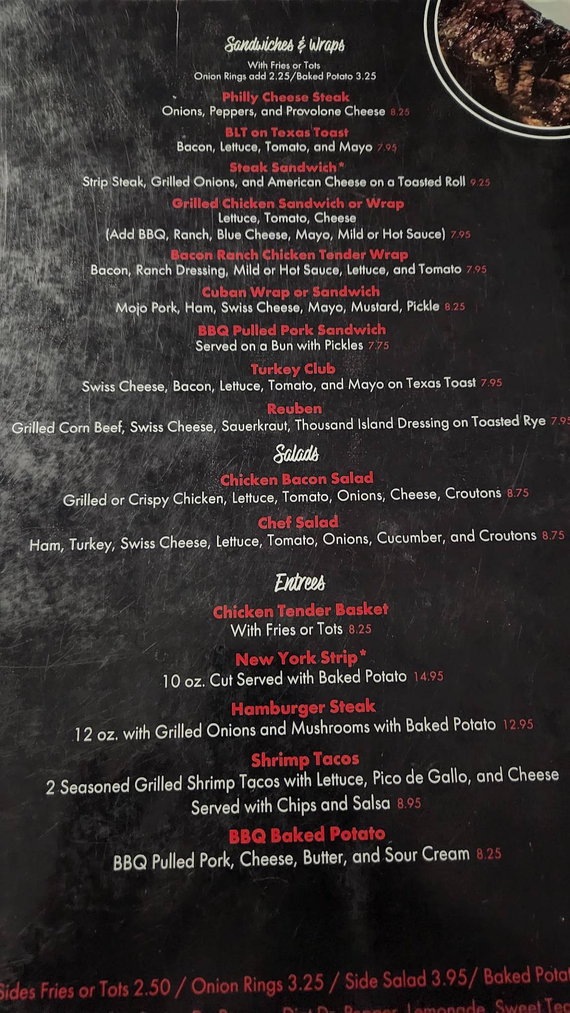 Menu at Frank’s pub & bar, Sparta
