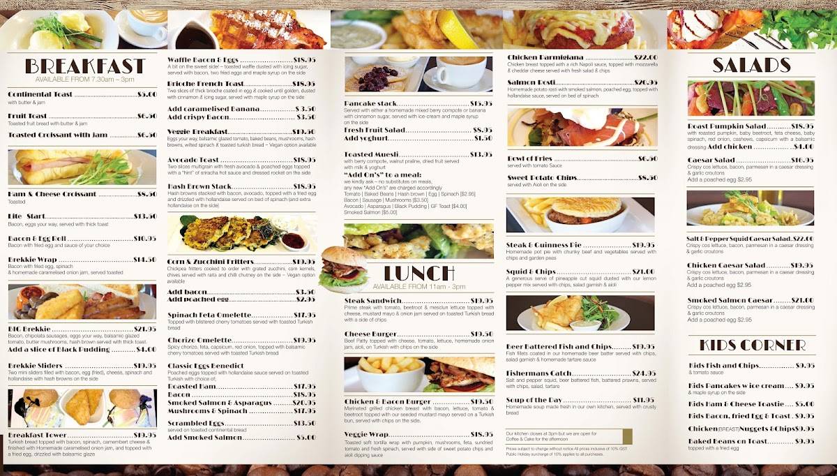 Menu at Spill the Beans @ Palm Beach Jetty cafe, Rockingham