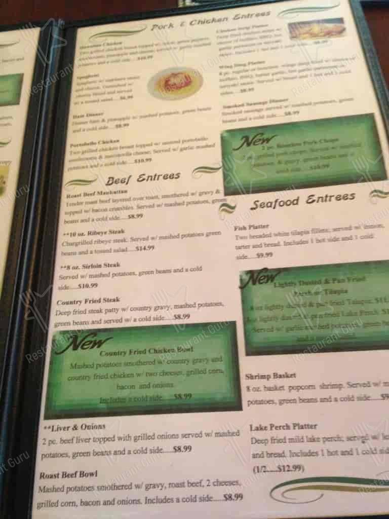 Menu at Splinter's Cafe, Carey