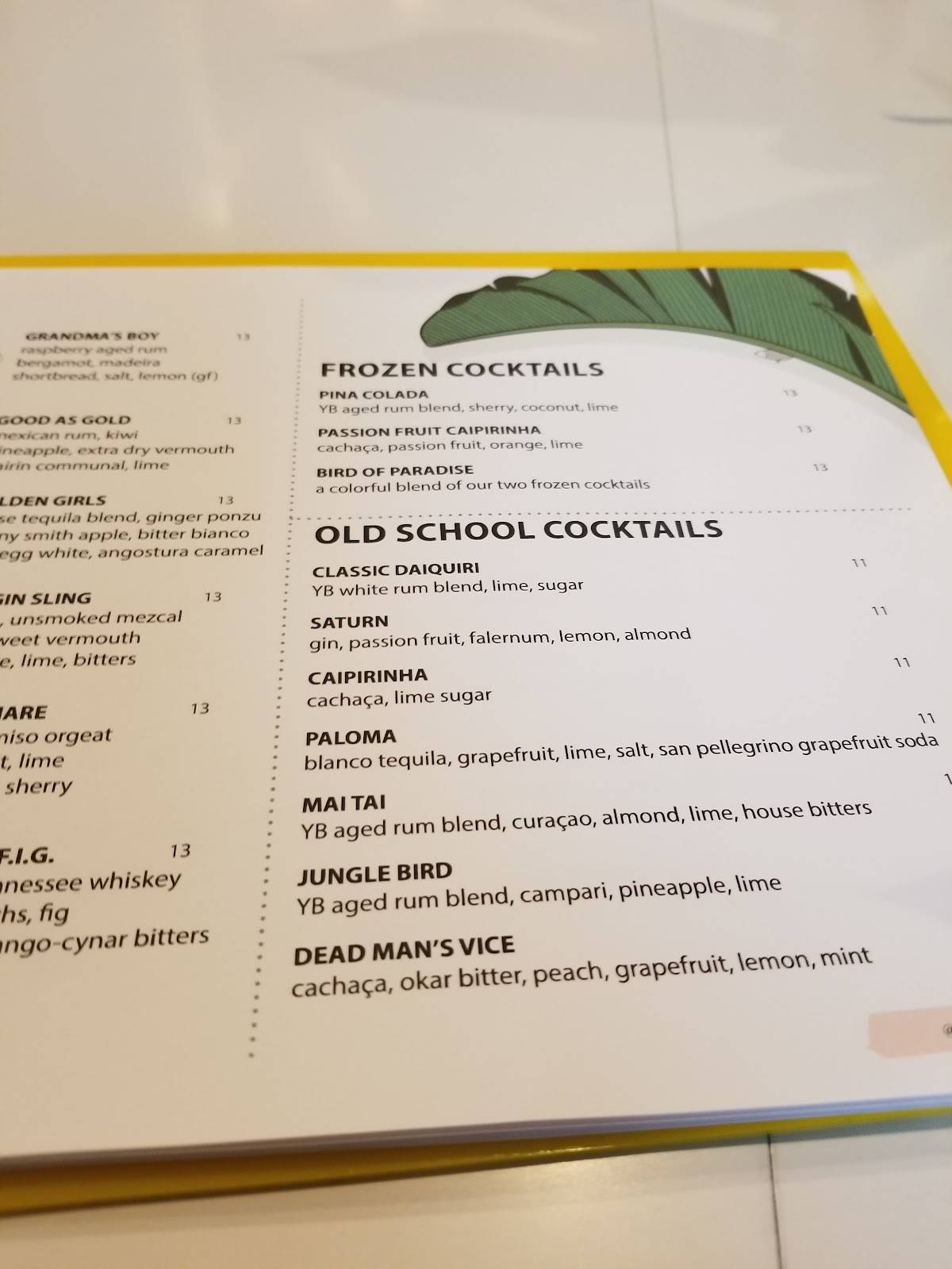 Menu at Yellowbelly pub & bar, St. Louis