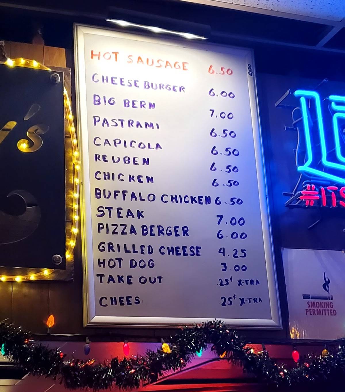Menu at Stanley's Bar & Grill, Ford City