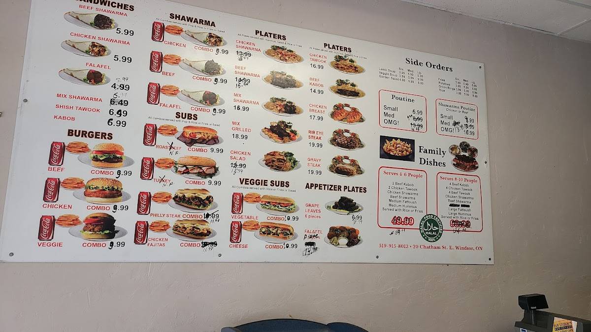 Carta del restaurante Steak N Shawarma, Windsor