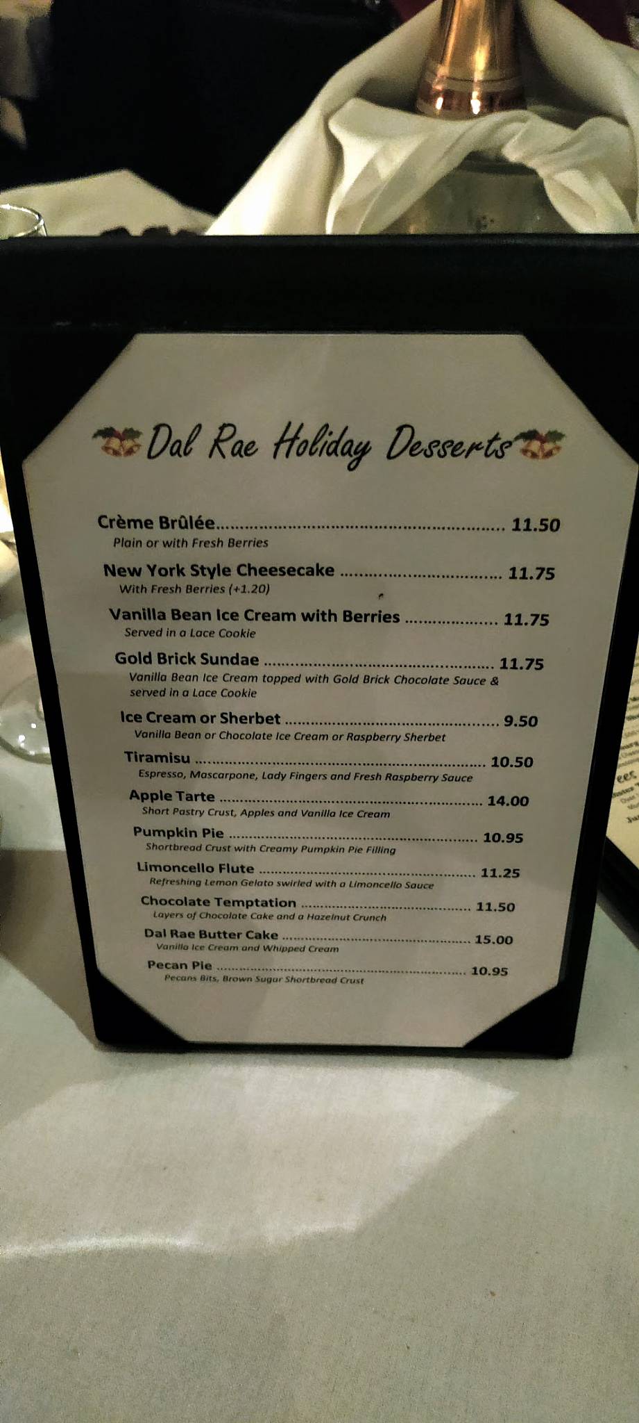 Menu at Dal Rae Restaurant, Pico Rivera