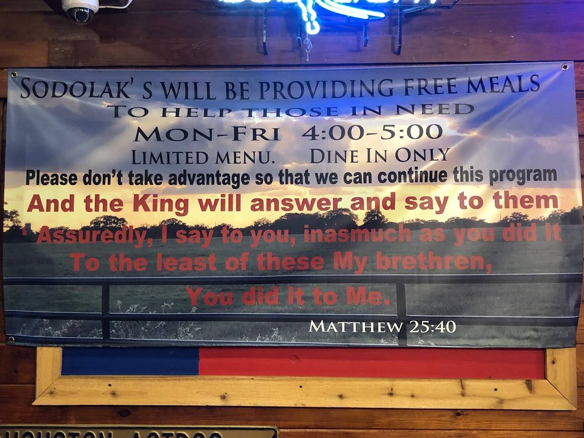 Menu at Sodolaks Beefmasters Restaurant, Bryan