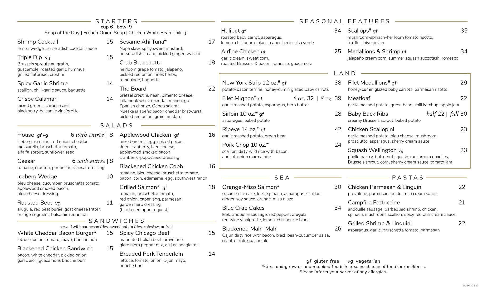 Menu at Stone Creek Dining Company - Greenwood steakhouse, Greenwood