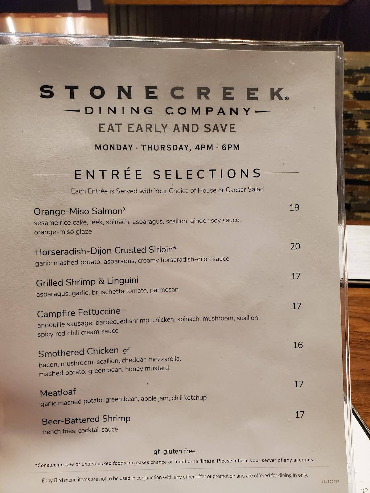 Menu at Stone Creek Dining Company - Greenwood steakhouse, Greenwood