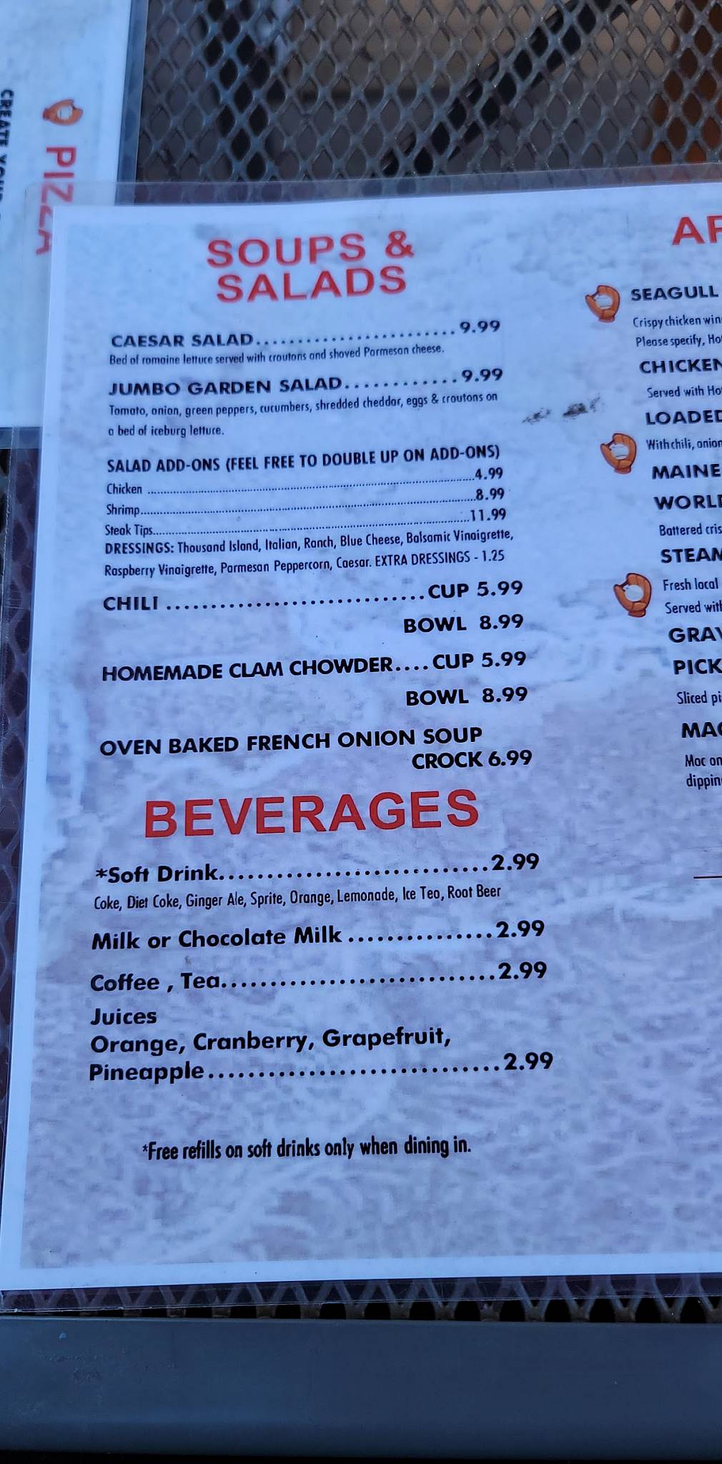 Menu at Strike Zone Restaurant & Pub, Old Orchard Beach