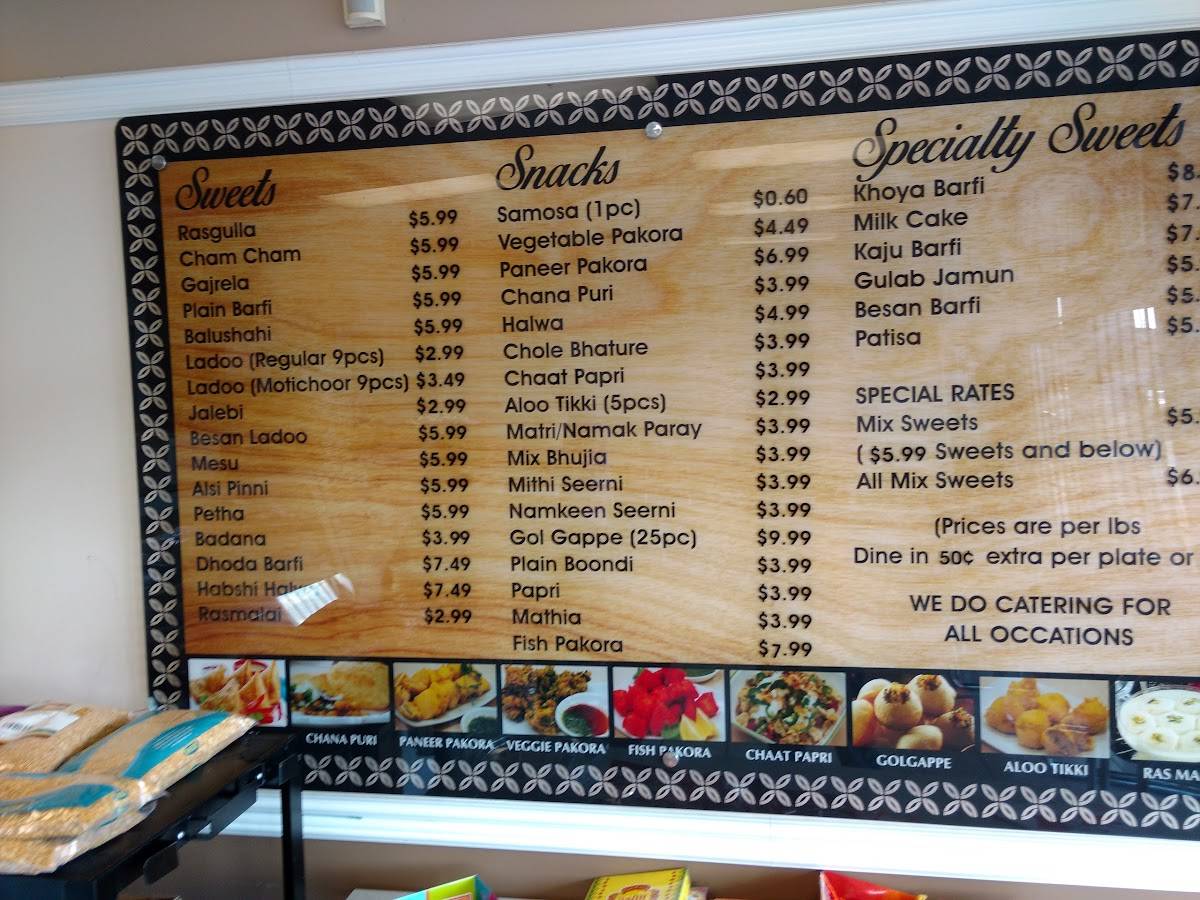 Menu at Pak Punjab Sweets & Samosa House restaurant, Surrey