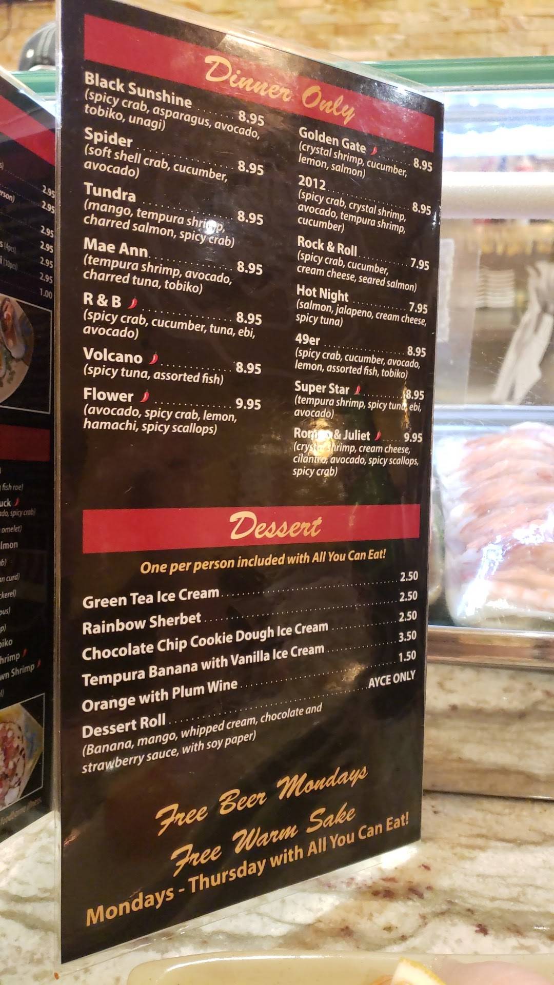 Menu at Sushi Rose restaurant, Reno, Sierra Highlands Dr Ste B147A