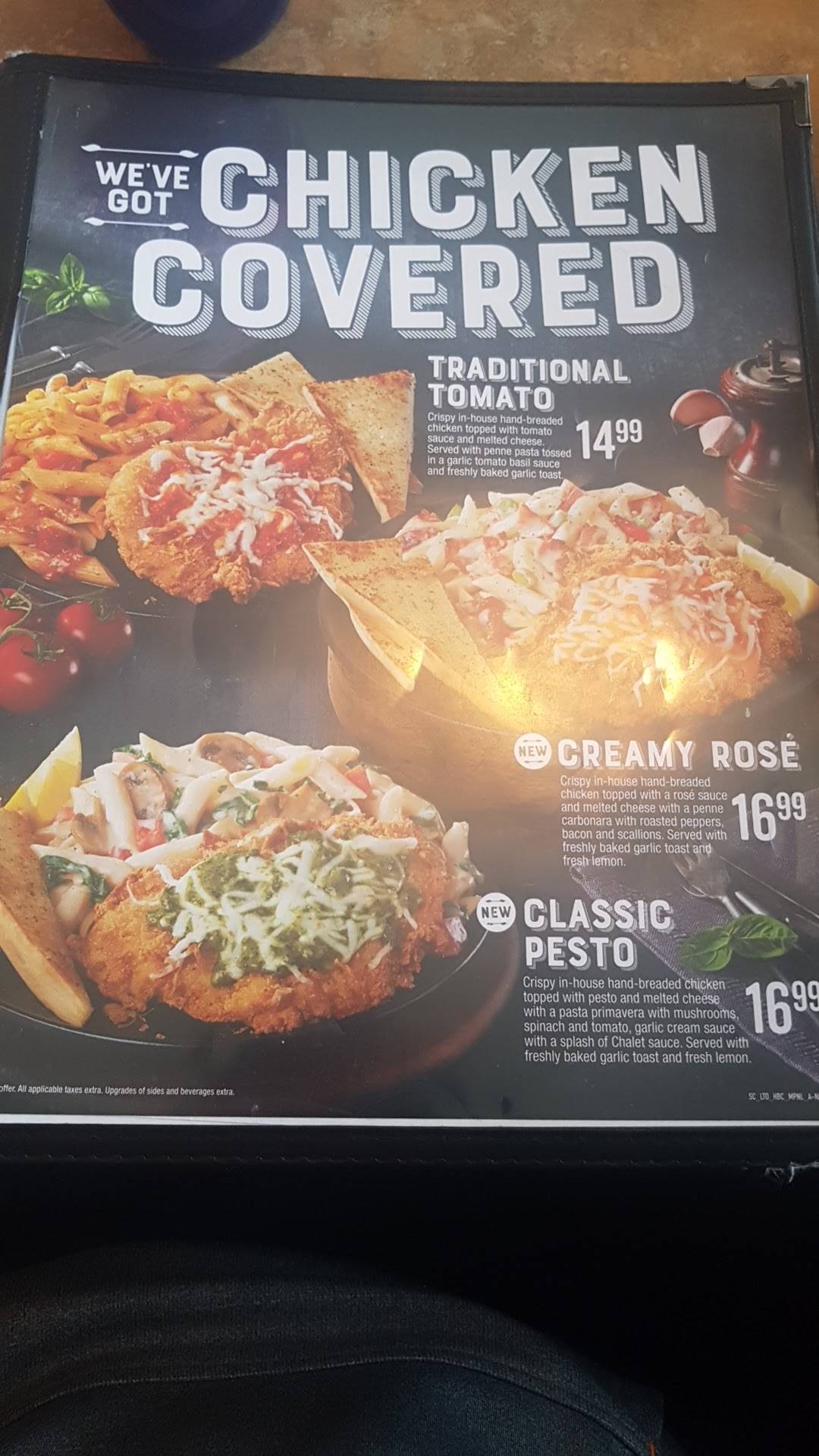 Menu at Swiss Chalet restaurant, Sydney, 482 Grand Lake Rd