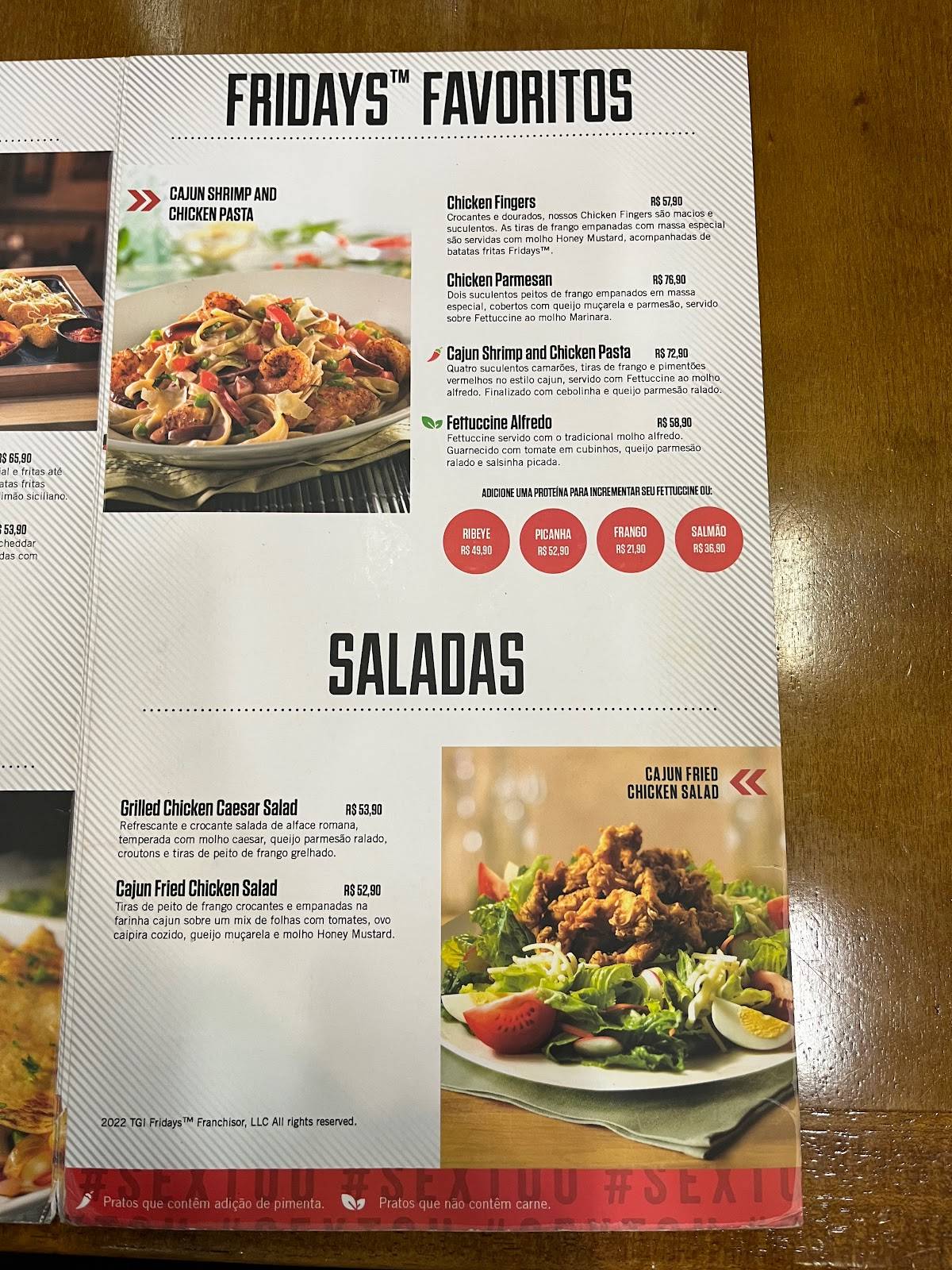 Menu at TGI Fridays: Sports Bar, Drinks, Hambúrguer, Happy Hour em Rio ...