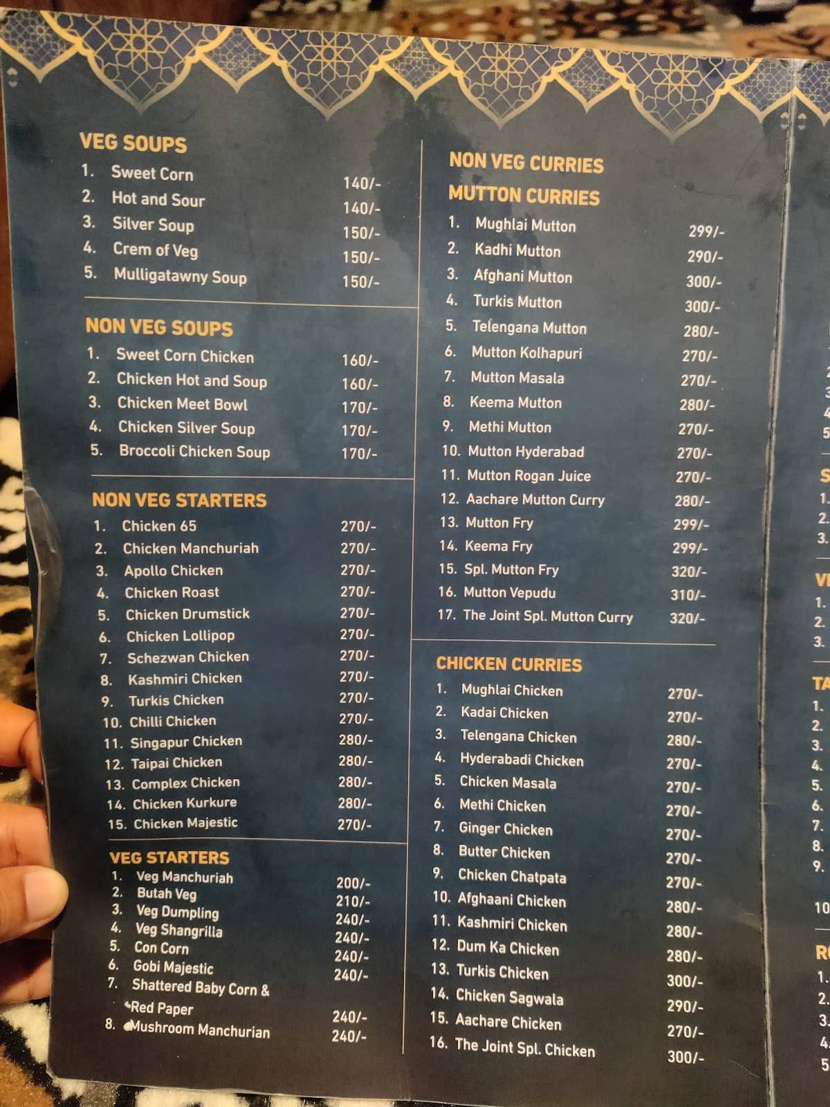 Menu at THE JOINT AL-MANDI AND GRILL, Hyderabad
