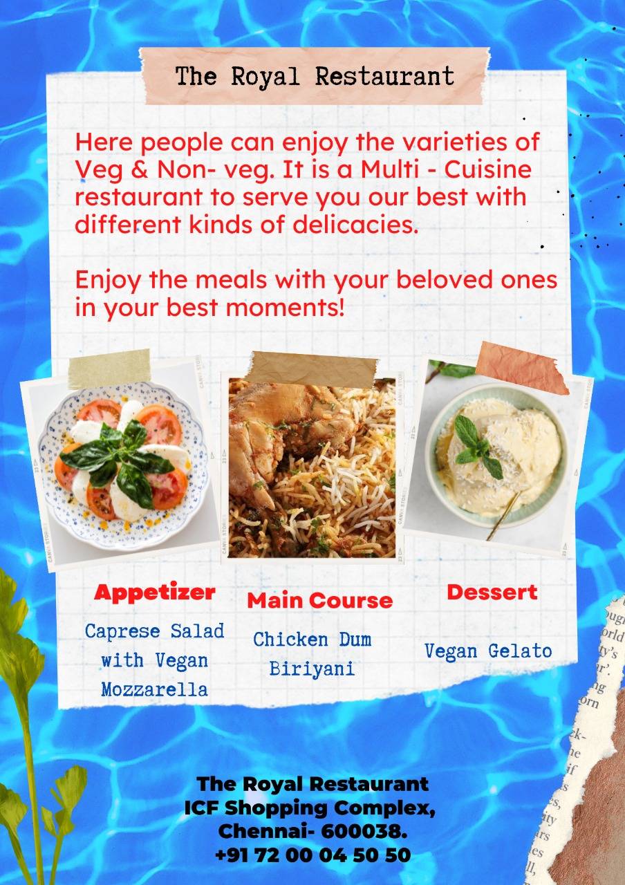 Menu at THE ROYAL RESTAURANT, Chennai