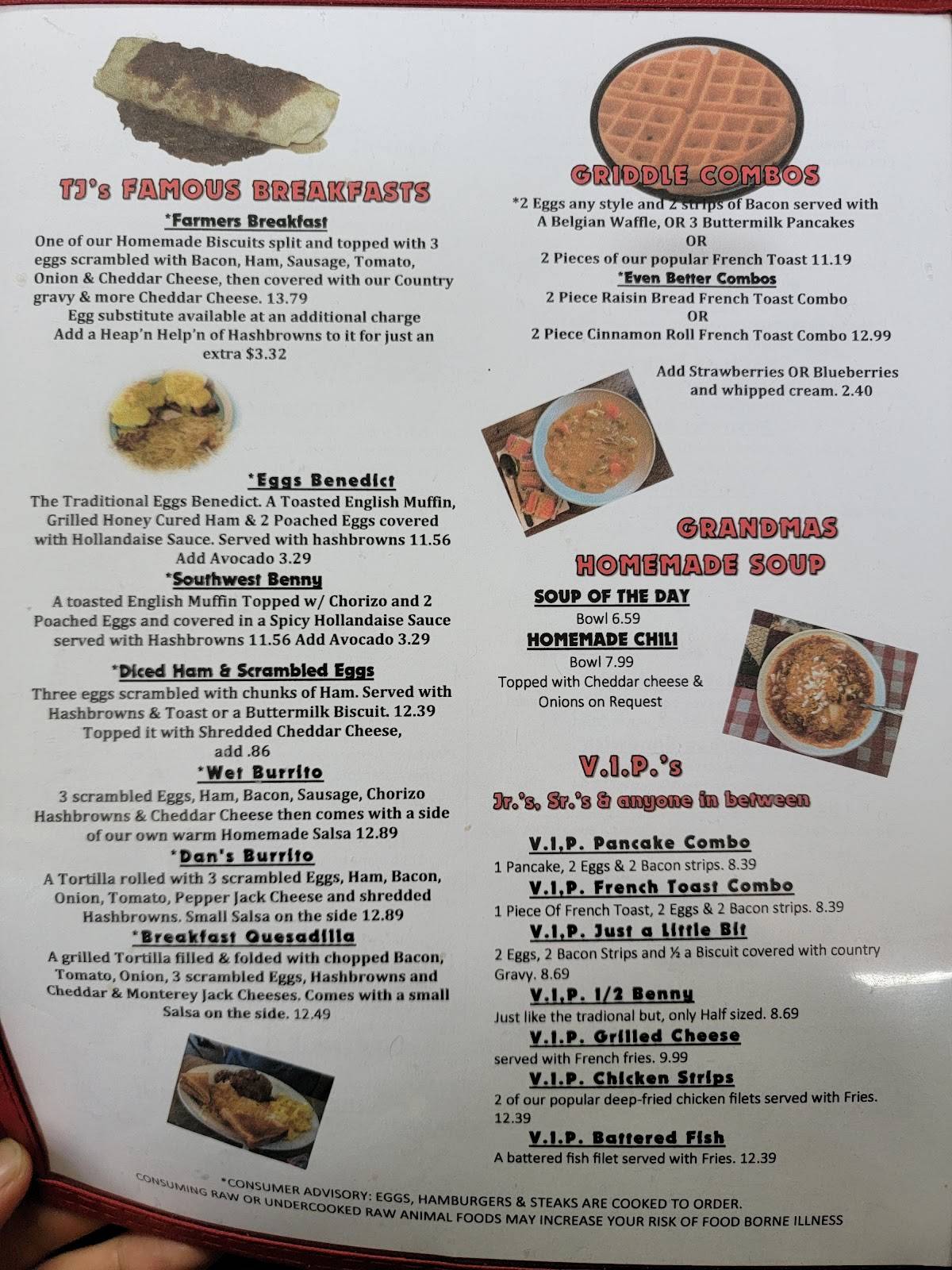 Menu at TJ's Homestyle Restaurant, Avondale, 310 N Dysart Rd