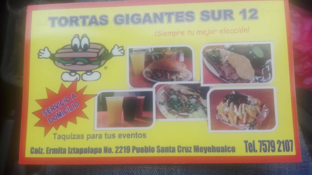 Carta del restaurante TORTAS GIGANTES SUR12, Ciudad del México, Ermita ...
