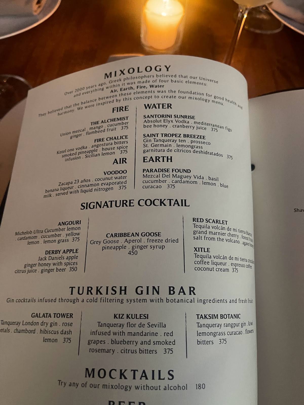 Menu at Taboo Mediterranean Restaurant in Cancun, Cancún, Blvd ...