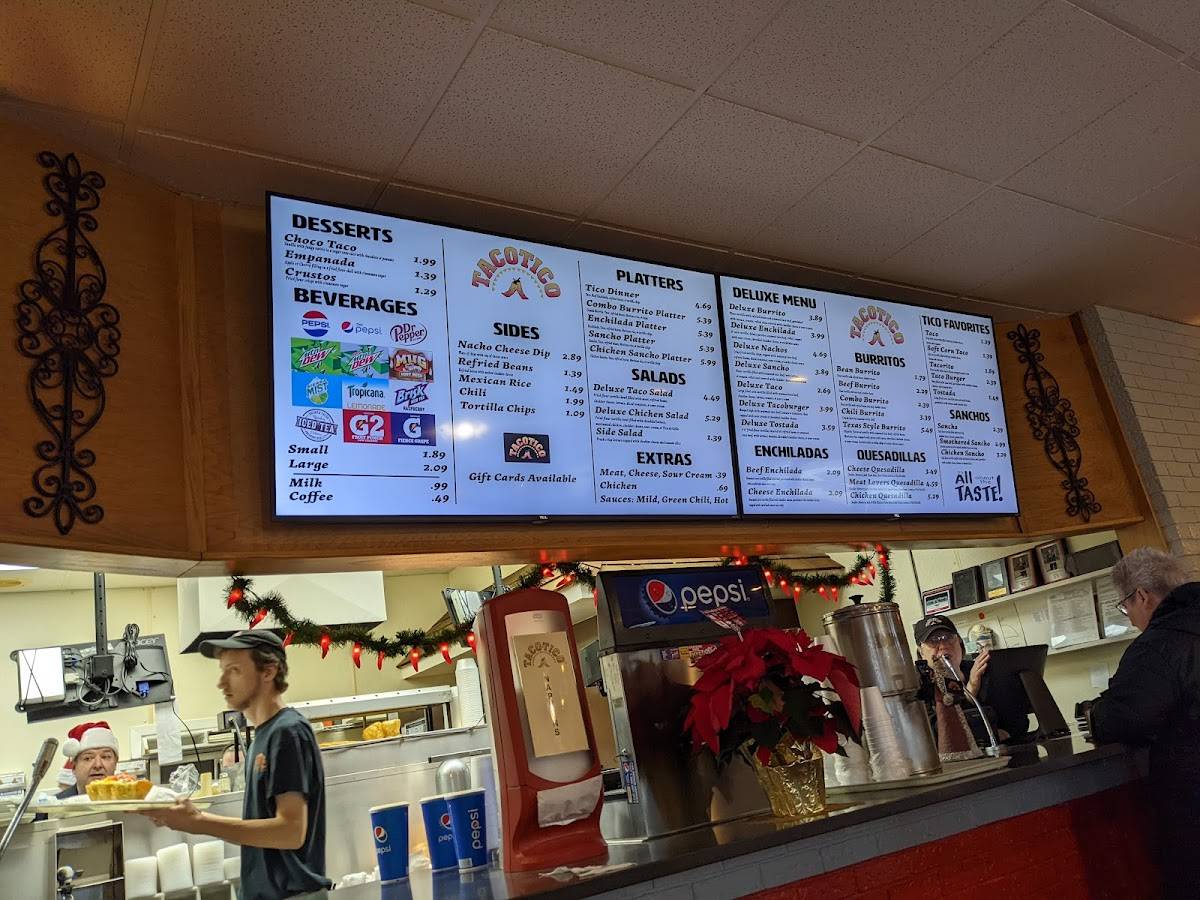 Menu at Taco Tico restaurant, Mason City, 4th St SW
