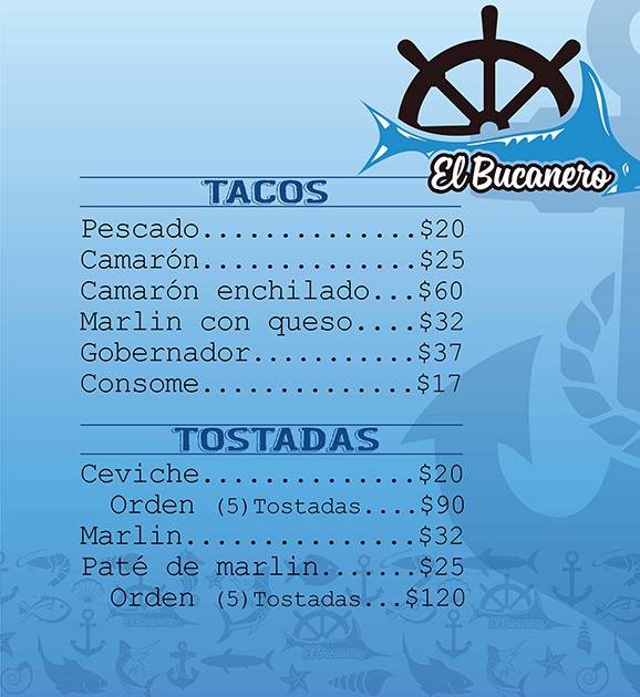 Carta del restaurante Tacos El Bucanero, Ensenada