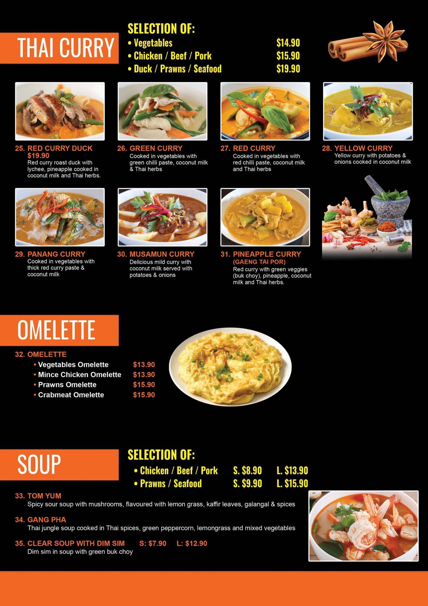Menu at Tasty Thai restaurant, Wetherill Park