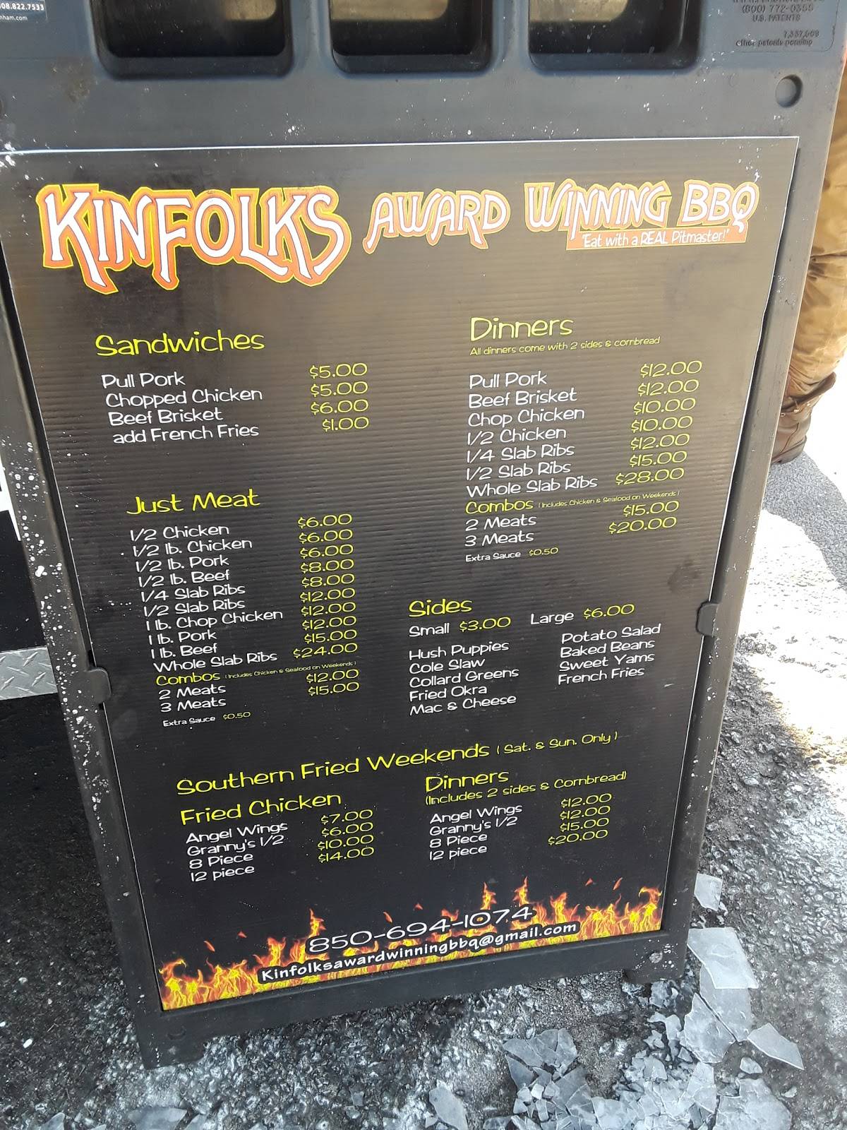 Menu at Kinfolks BBQ, Taunton, 289 Winthrop St