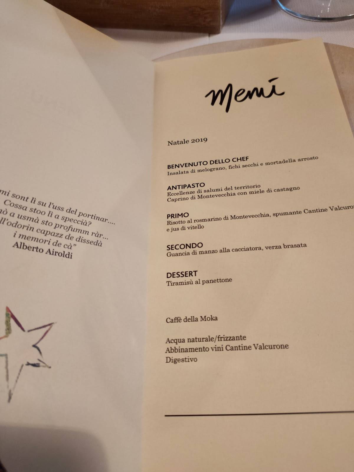 Menu da Tenuta Valcurone ristorante, Montevecchia