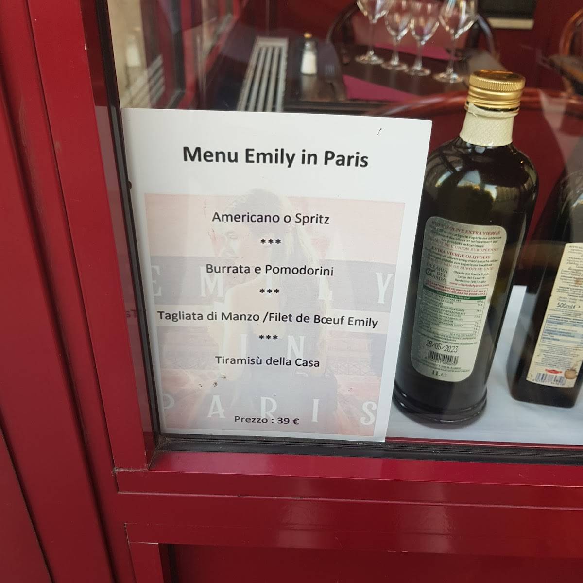 Menu at Terra Nera restaurant, Paris