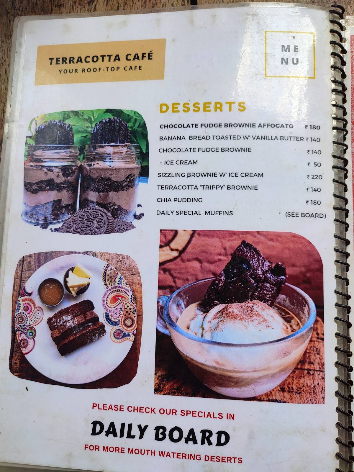 Menu at Terracotta Cafe, Varanasi, B1/146