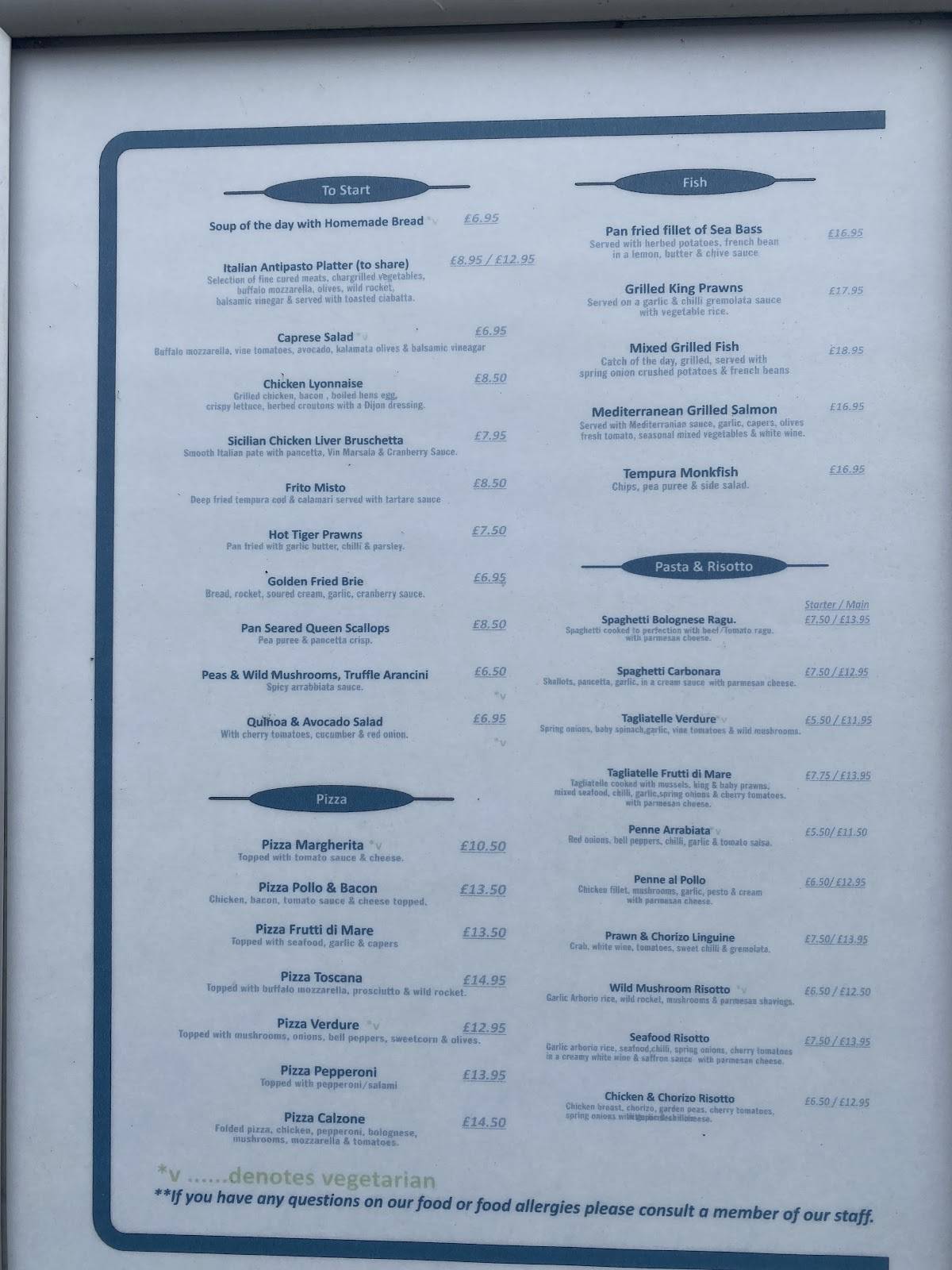 Menu at The Albert Bar/restaurant, Tamworth