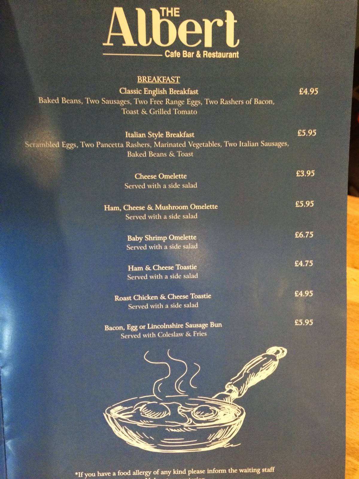 Menu at The Albert Bar/restaurant, Tamworth