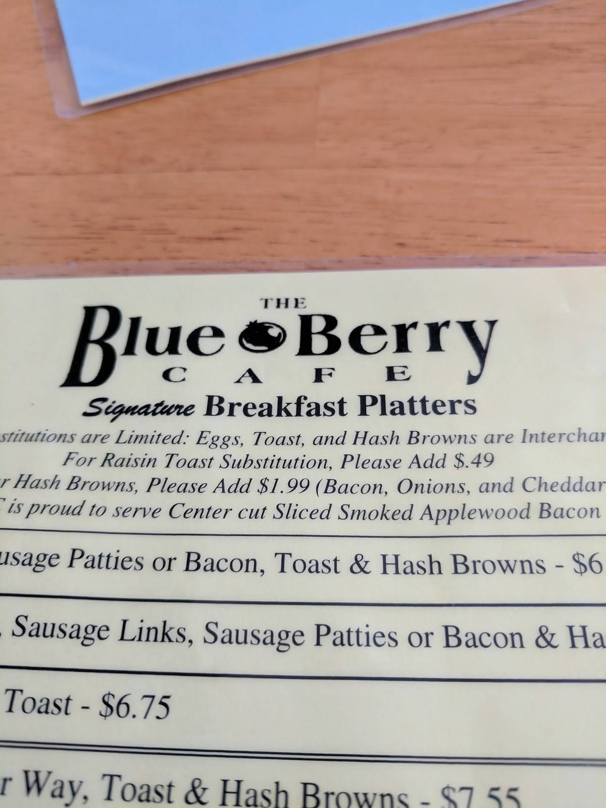 Menu at The Blue Berry Café Bellbrook desserts, Bellbrook